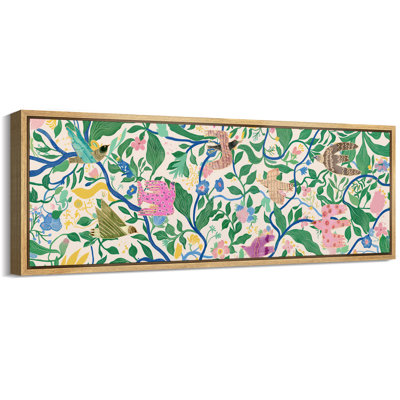 IDEA4WALL Navy Blue Abstract Flower Artwork Modern Boho Extra Large Pictures Framed Canvas Print ...